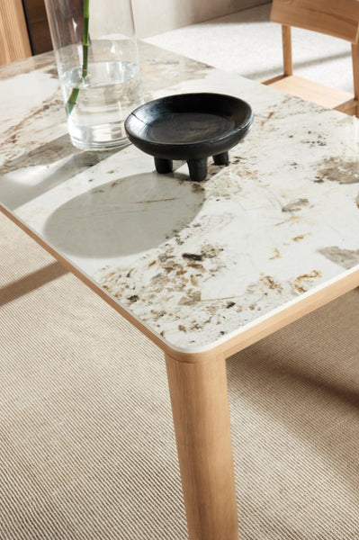 Ash Wood Dining Table with Sintered White Stone Top (1.8m x 0.85m ...