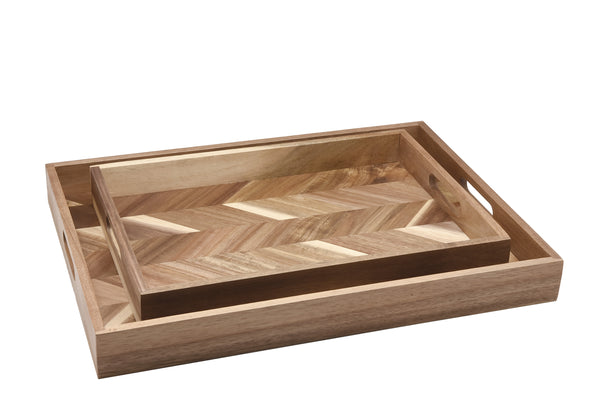 H&B CHEVRON WOODEN TRAY SET – Home and Beyond