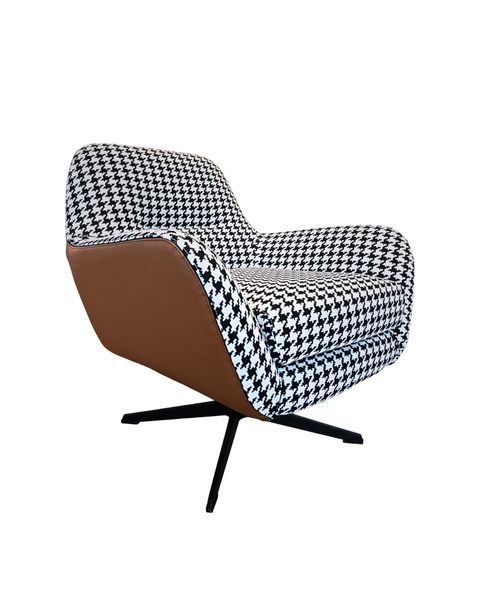 Checkered Brown Swivel Chair – Home and Beyond